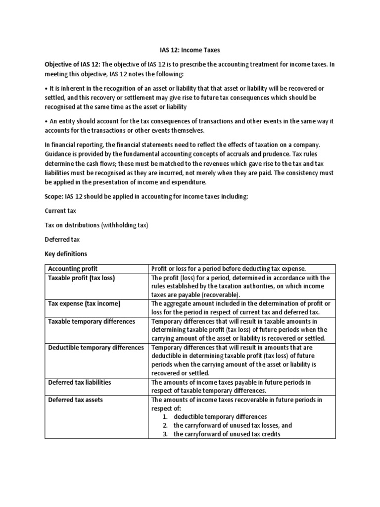 Ias 12 | PDF | Deferred Tax | Tax Expense