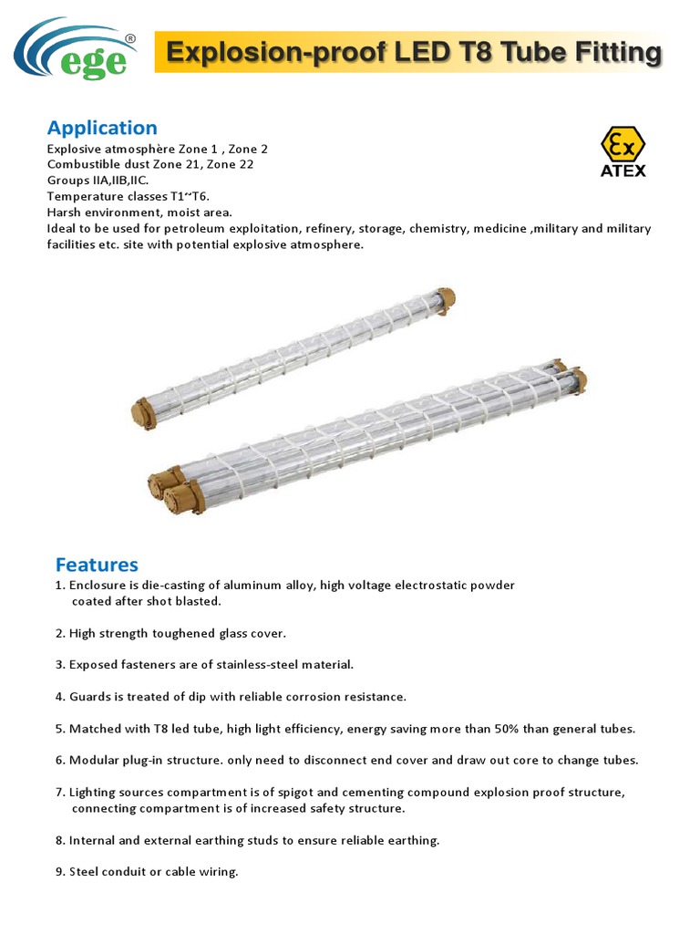 Explosion Proof LED T8 Tube Fitting PDF | PDF | Technology & Engineering