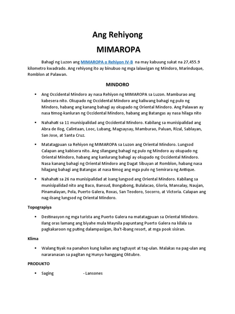 Region MIMAROPA | PDF