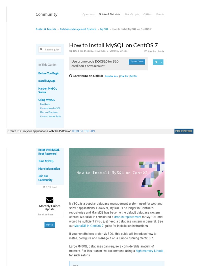 How To Install Mysql On Centos 7: Community | PDF | My Sql | Superuser