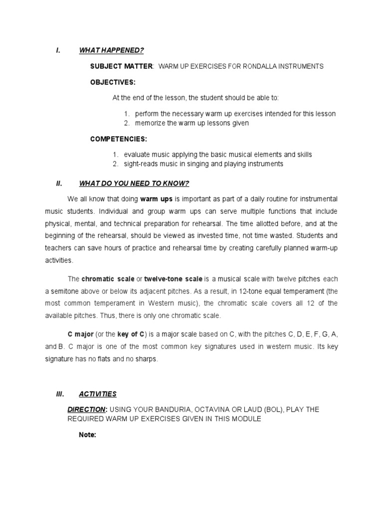 SPA INSTRUMENTAL GRADE 10 Module 1 Week 1 and 2 1st Quarter | PDF ...