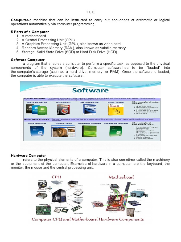Computer-A Machine That Can Be Instructed To Carry Out Sequences of ...