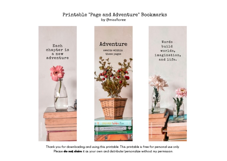 Adventure Bookmarks for Printing | PDF