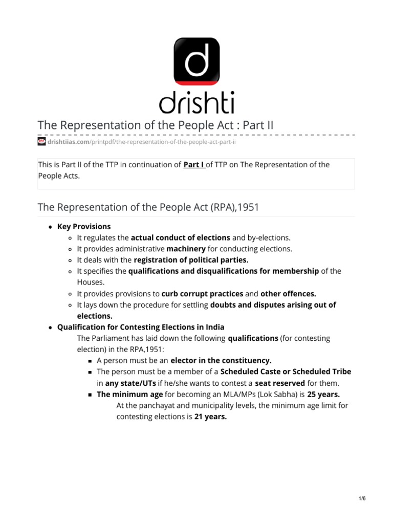 The Representation of The People Act: Part II | PDF | Accountability | Public Law