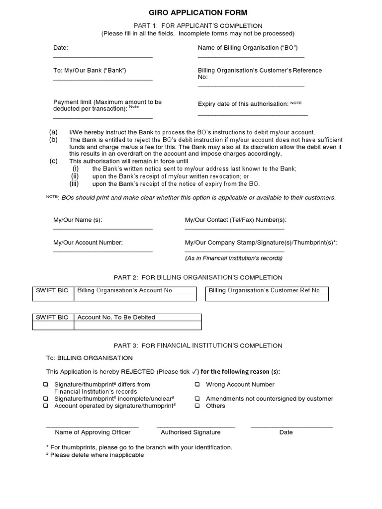 GIRO Application Process Overview | PDF | Debit Card | Banks