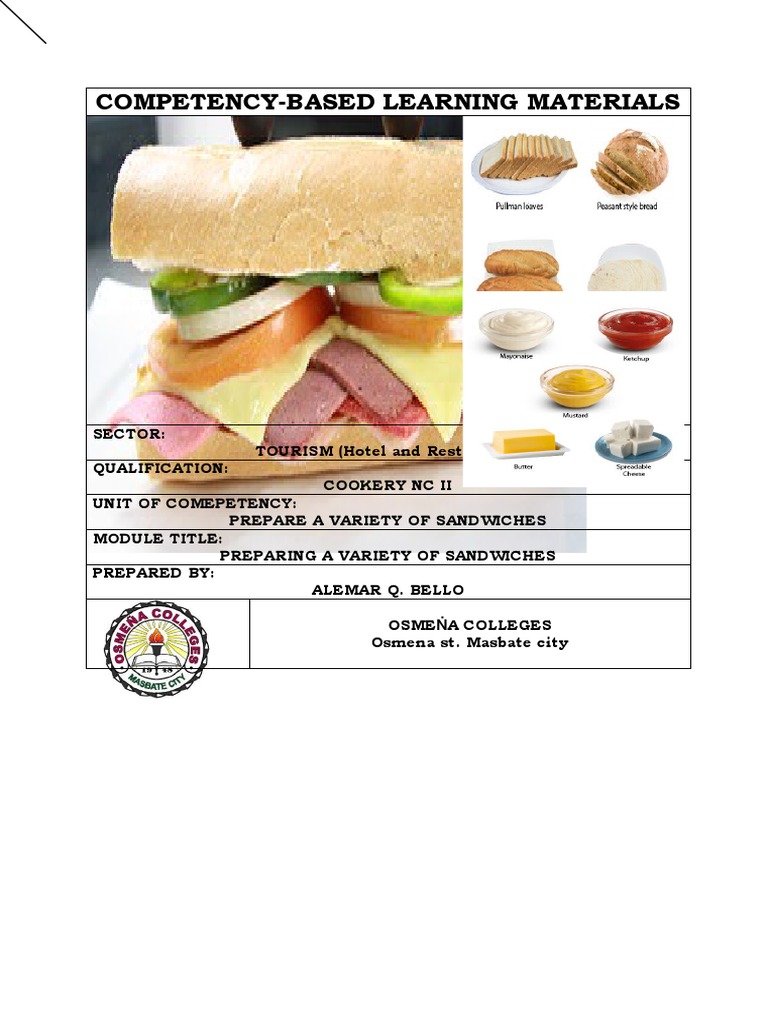 Preparing a Variety of Sandwiches: A Competency-Based Learning Guide ...