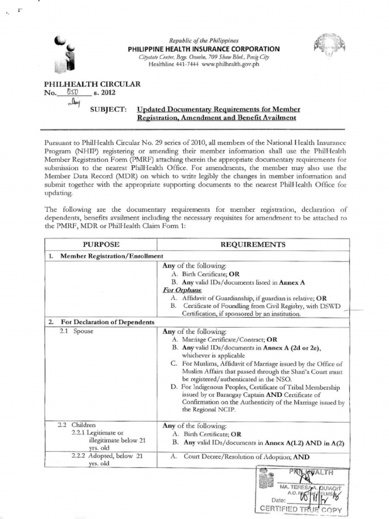 PhilHealth Member Registration Requirements | PDF | Identity Document ...