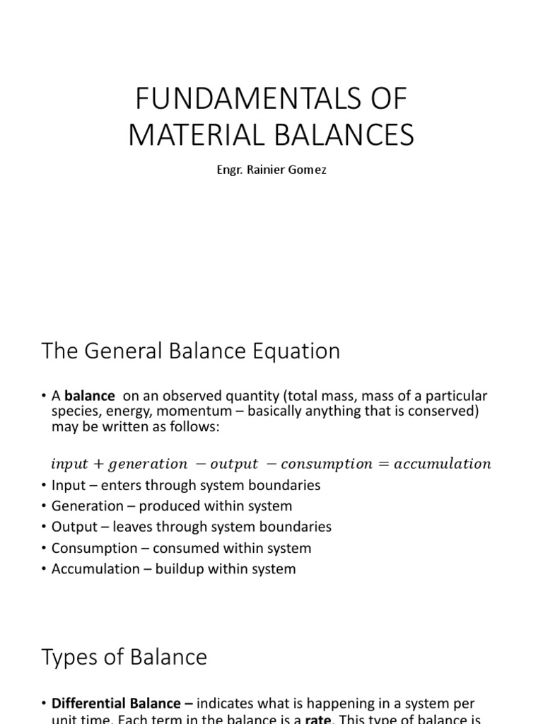 Fundamentals of Material Balances | PDF | Fluid Dynamics | Distillation
