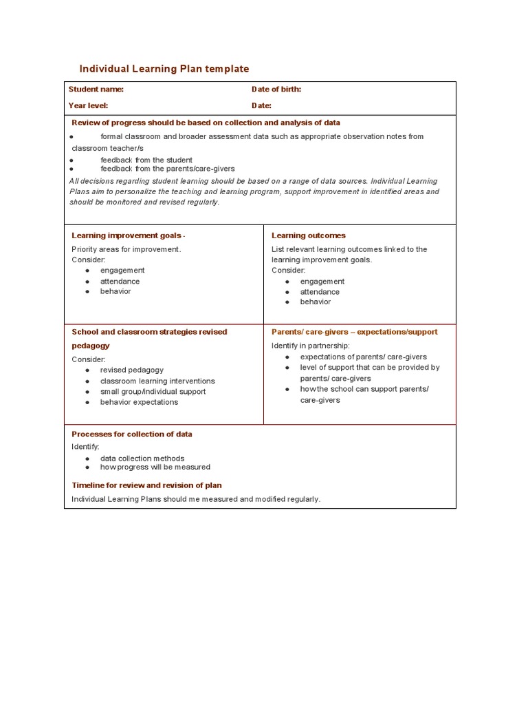 Individual Learning Plan PDF | PDF