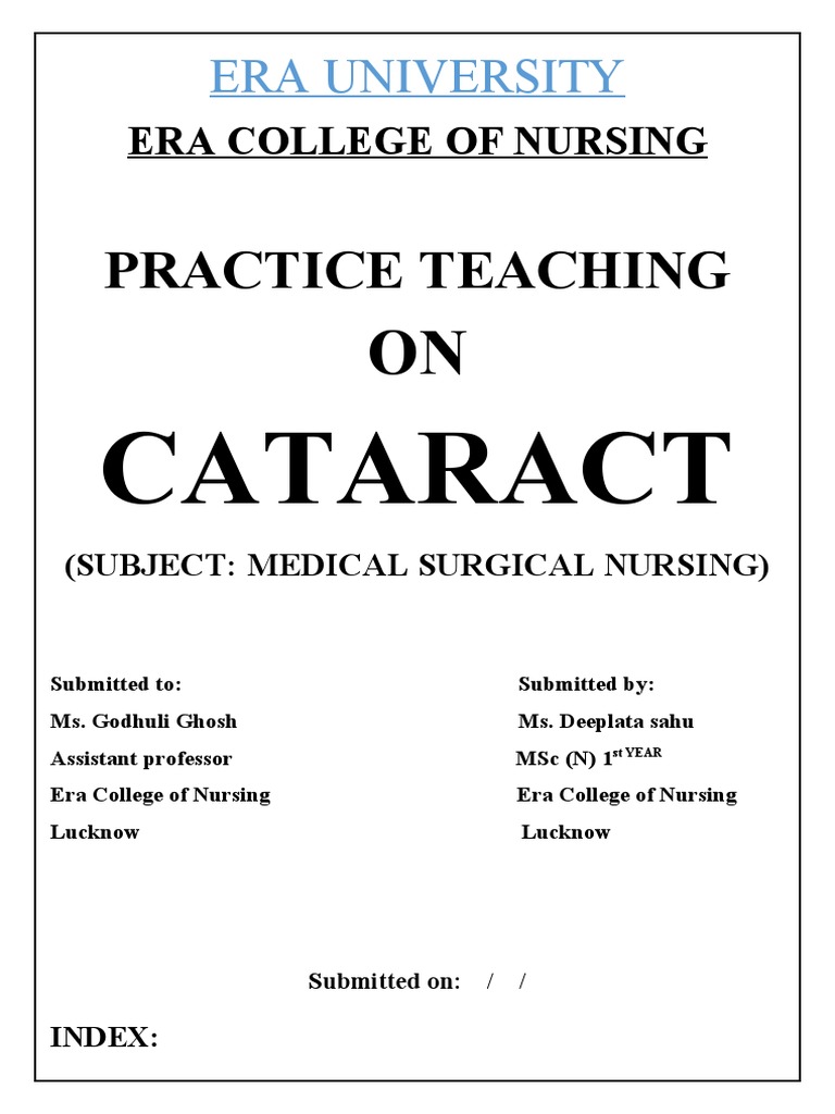 Practice Teaching: Era University | PDF | Cataract | Ophthalmology