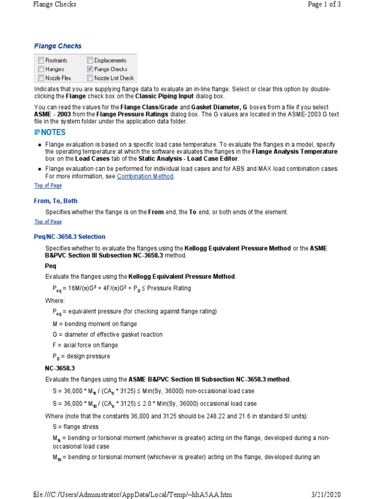 Flange Checks: Combination Method | PDF | Computer File | Screw