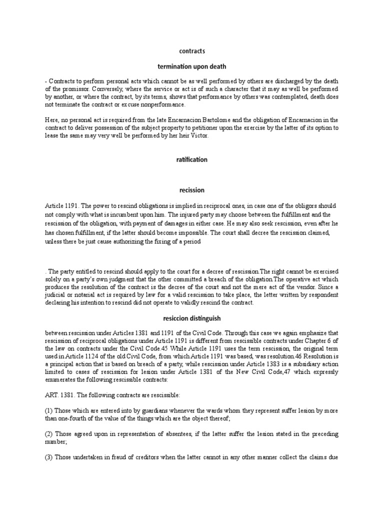 Termination Upon Death: Contracts | PDF | Guarantee | Contract Law