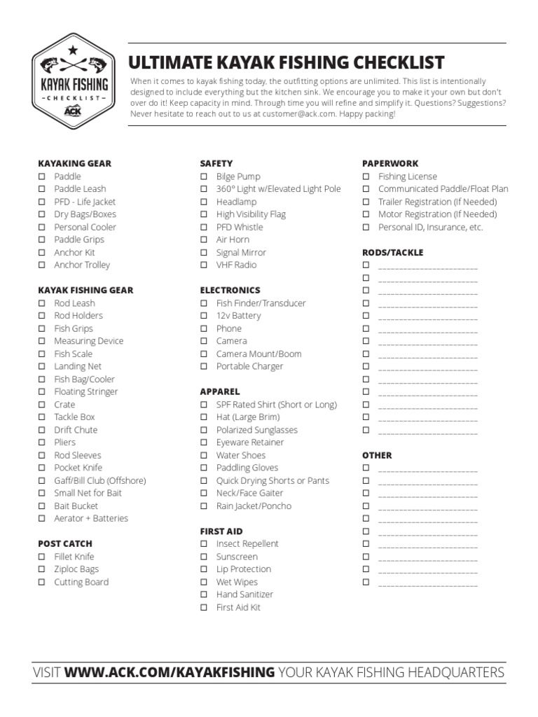 Ultimate KayaK Fishing Checklist | PDF | Fishing Tackle | Equipment