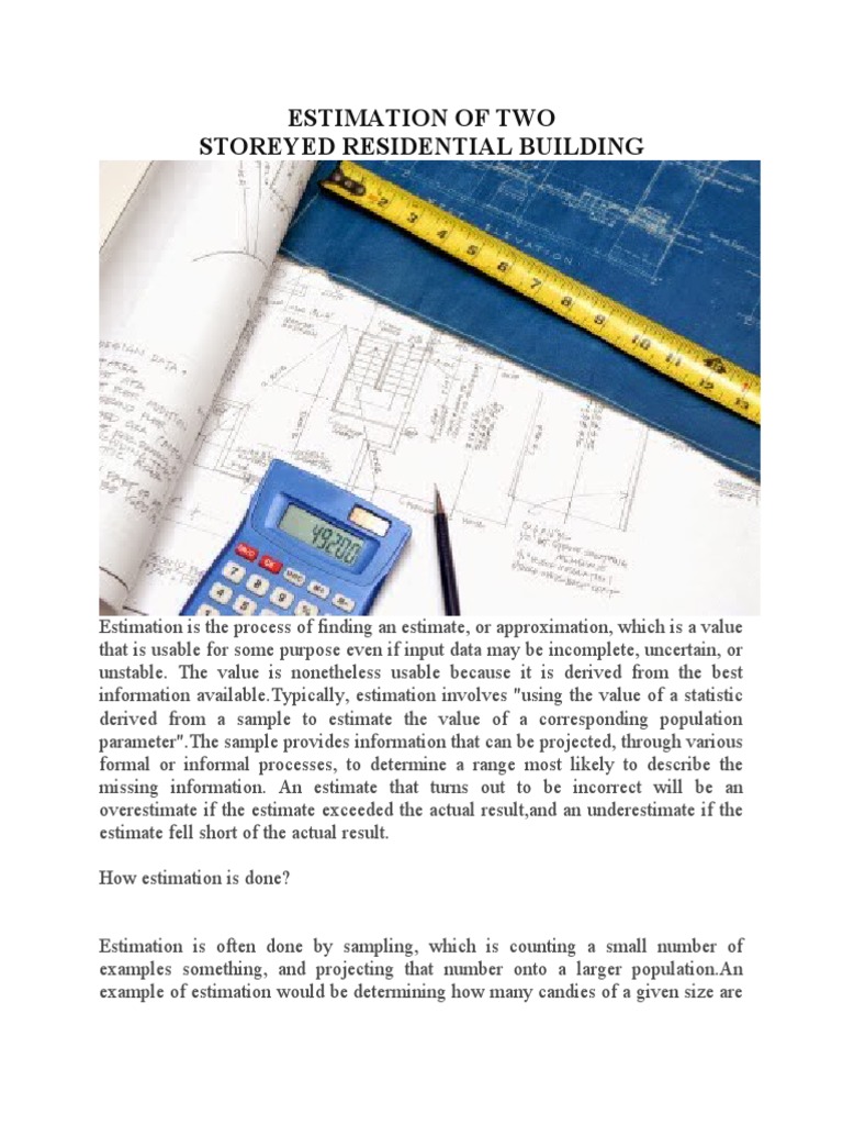 Estimation of Two Storeyed Residential Building | PDF | Estimation ...