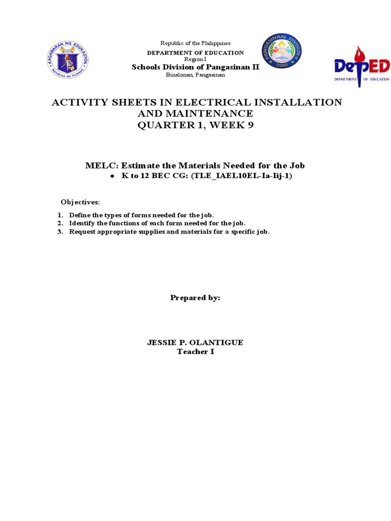 EIM Activity Sheet Q1, W9 | PDF | Inventory | Revenue