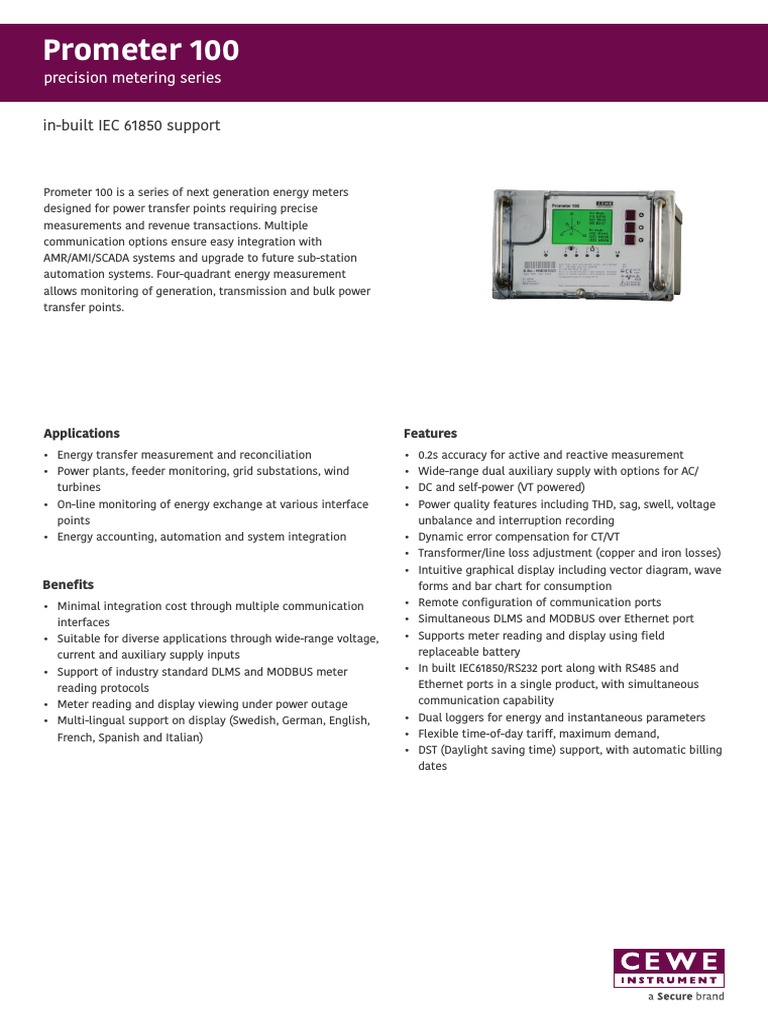 Prometer 100: In-Built IEC 61850 Support | PDF | Power Supply ...