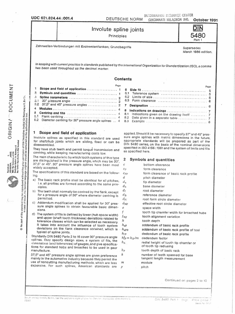 Din 5480 Spline | PDF