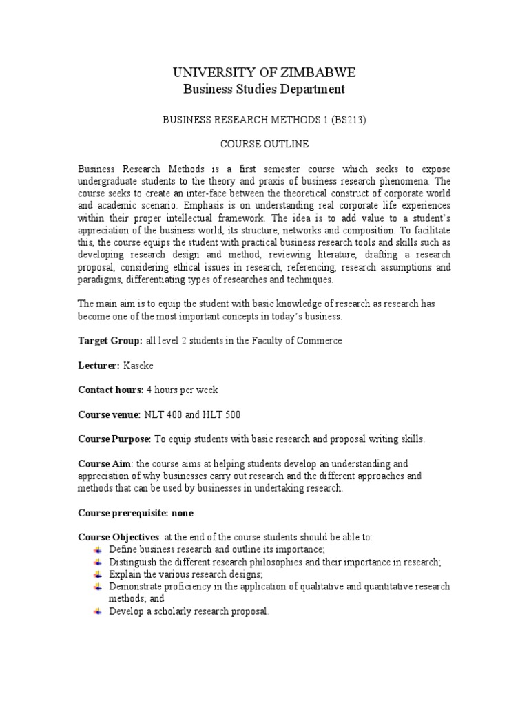 Business Research Methods Course Outline | PDF | Sampling (Statistics ...