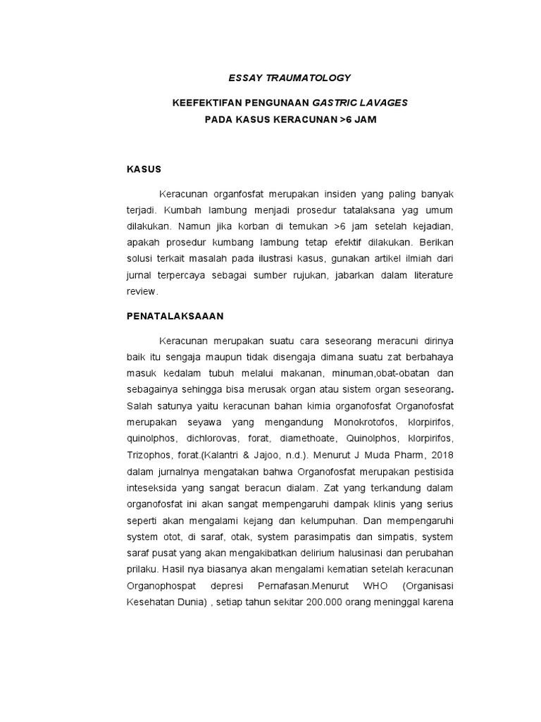 Essay Keracunan Organofosfat | PDF