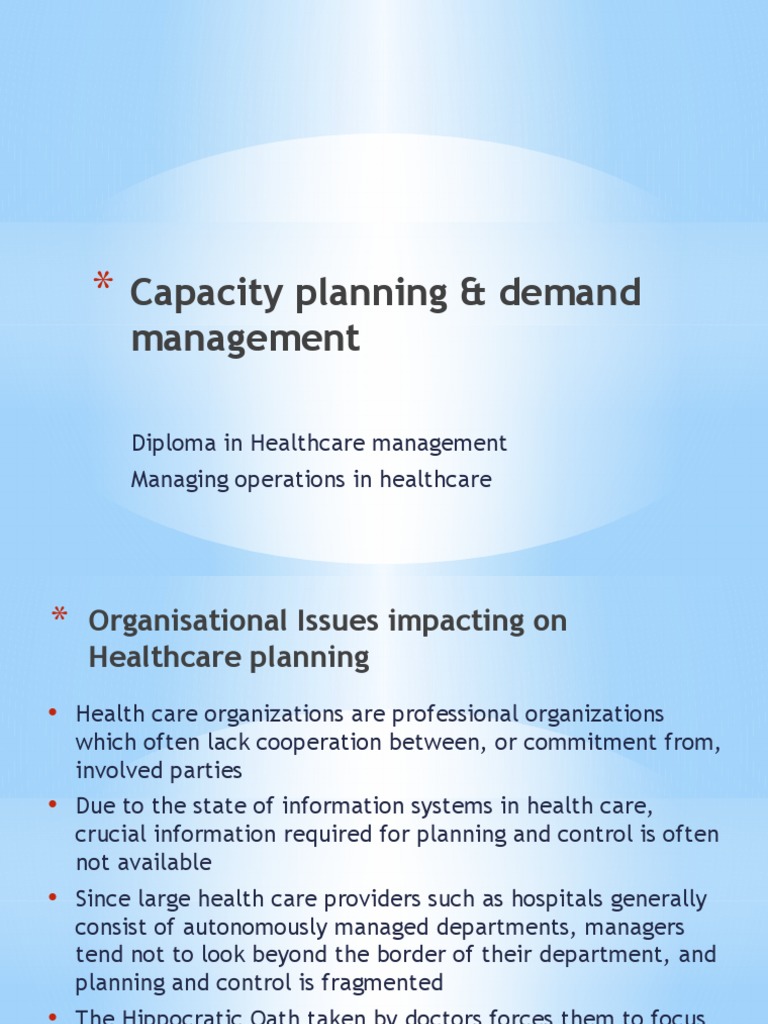 Healthcare Ops & Capacity Planning | PDF | Patient | Health System