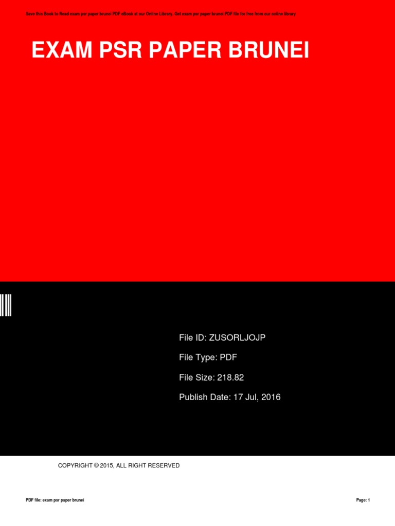 Exam PSR Paper Brunei: Zusorljojp | PDF | E Books | Books