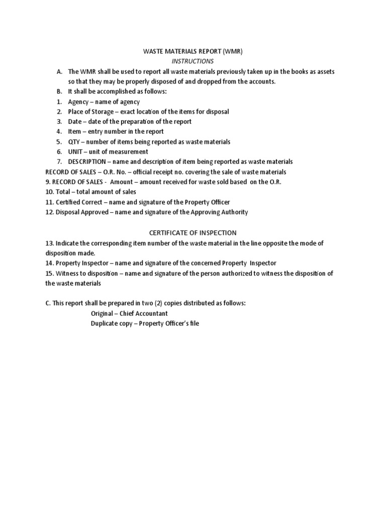 Waste Material Report Instruction | PDF