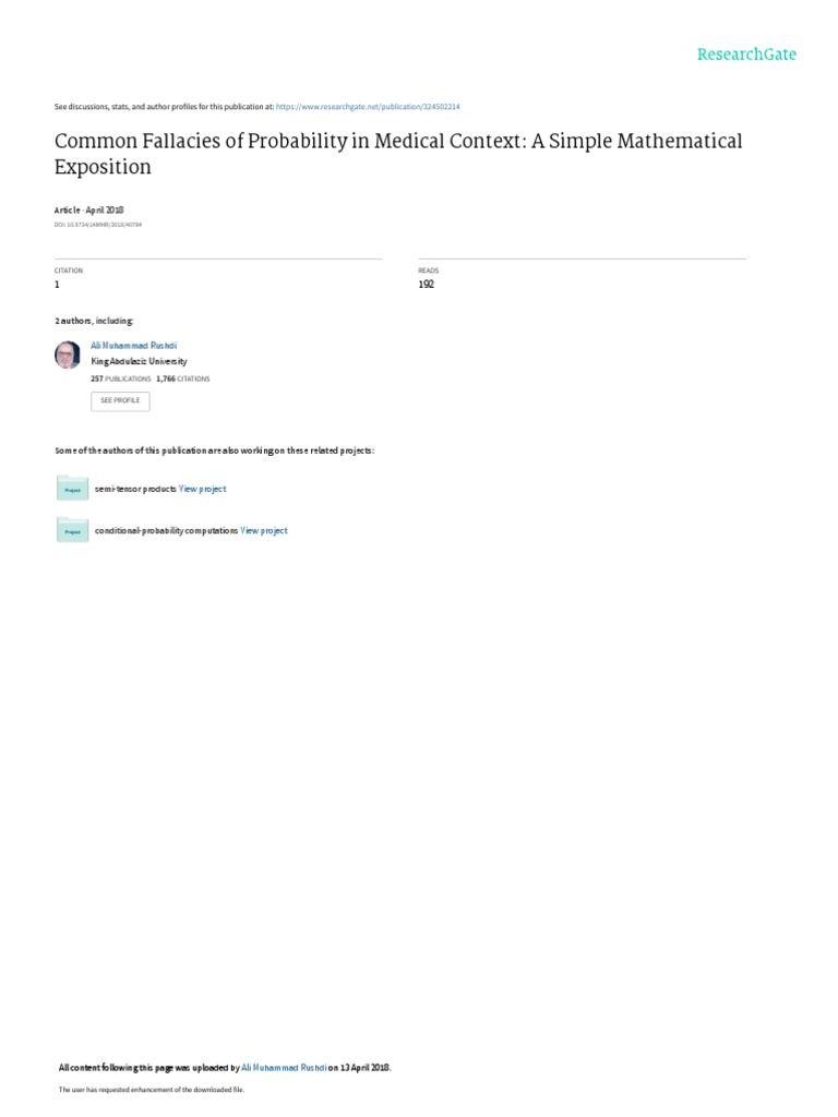 Common Fallacies of Probability in Medical Context: A Simple ...