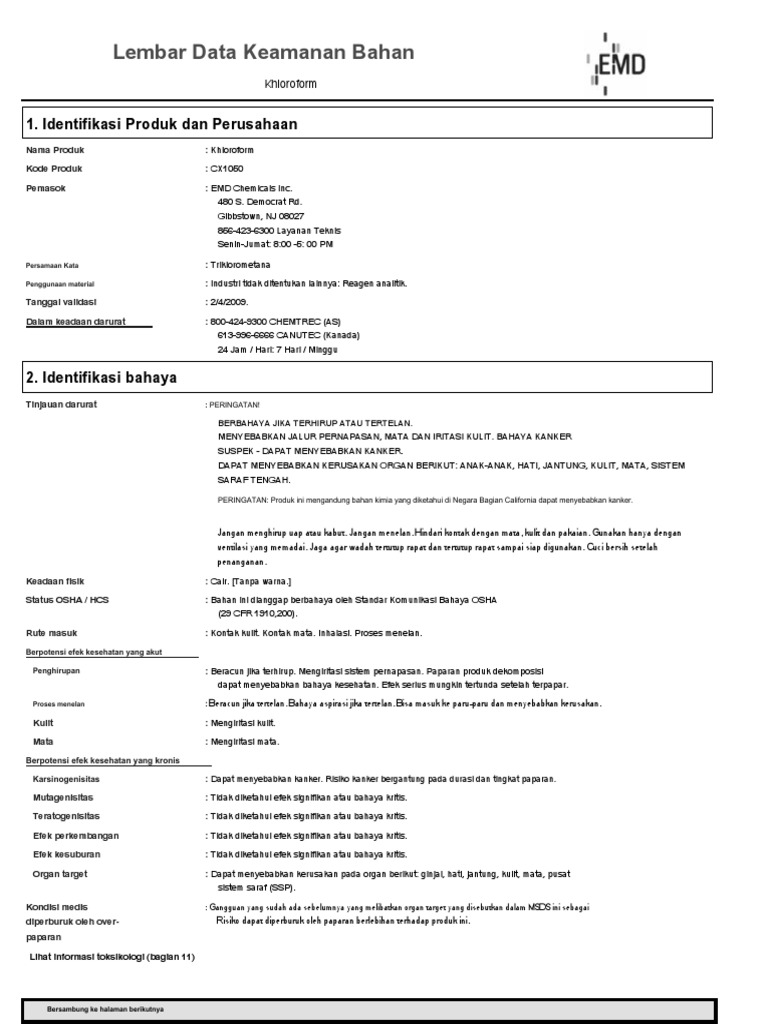 Chloroform MSDS - En.id | PDF