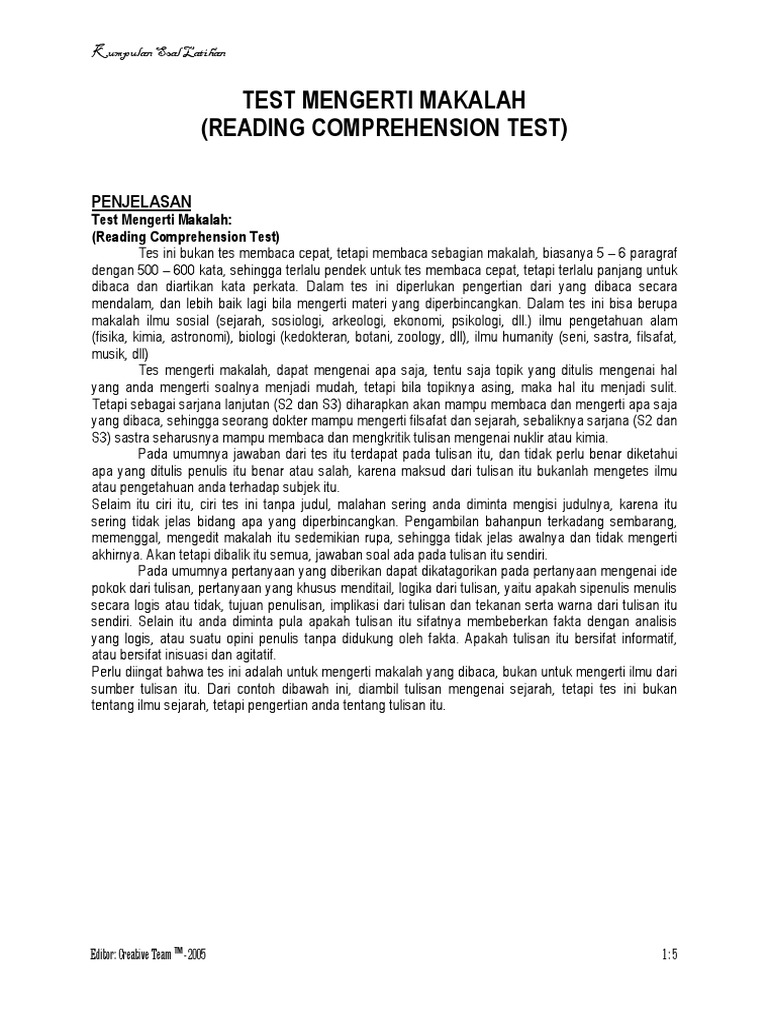 Reading Test PDF | PDF