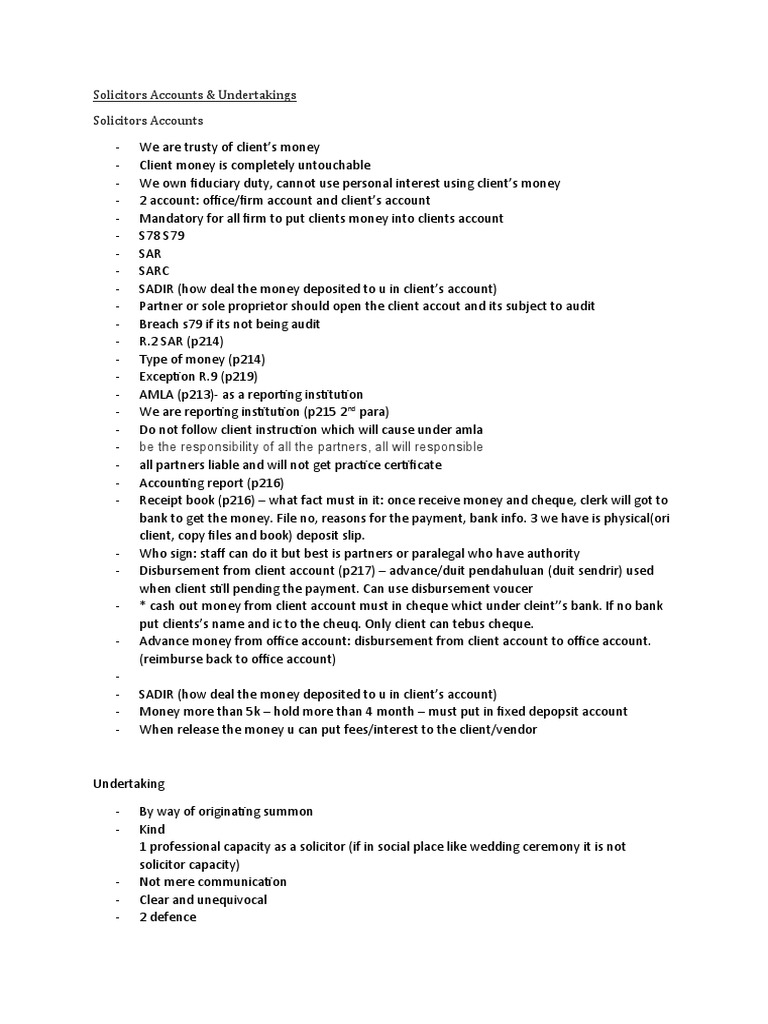 Solicitors Accounts & Undertakings Solicitors Accounts: Be The ...