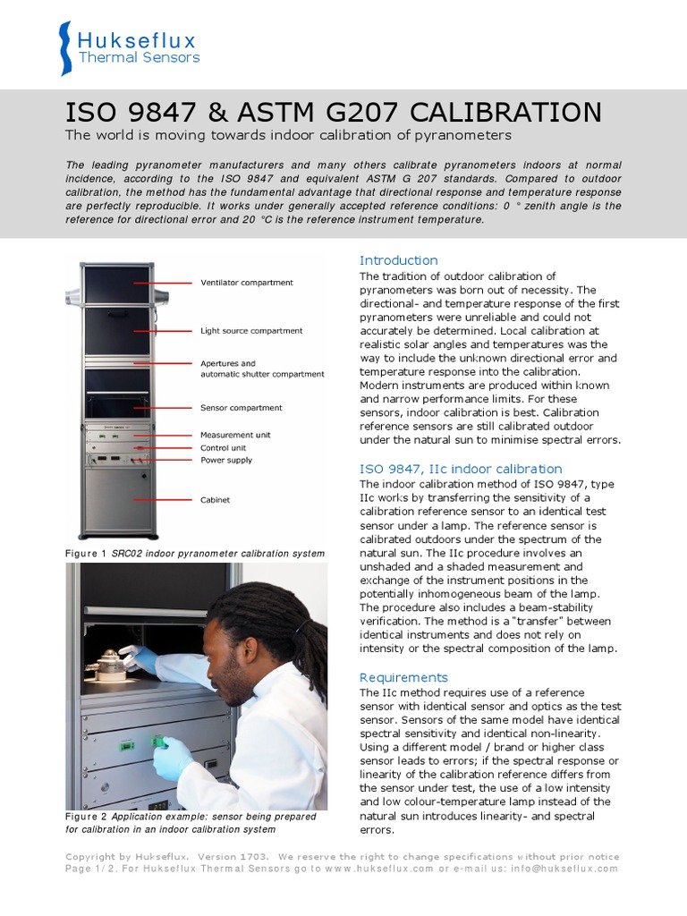 Iso 9847 & Astm G207 Calibration: Hukseflux | PDF | Calibration | Scientific Observation