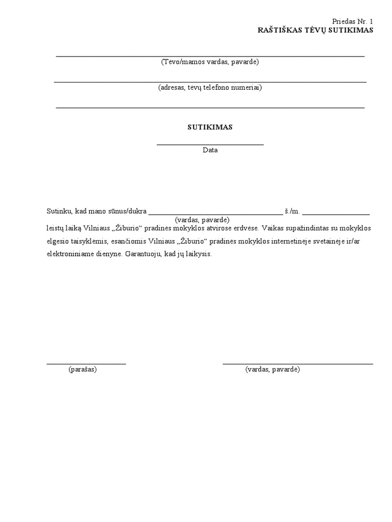 Sutikimo Forma | PDF