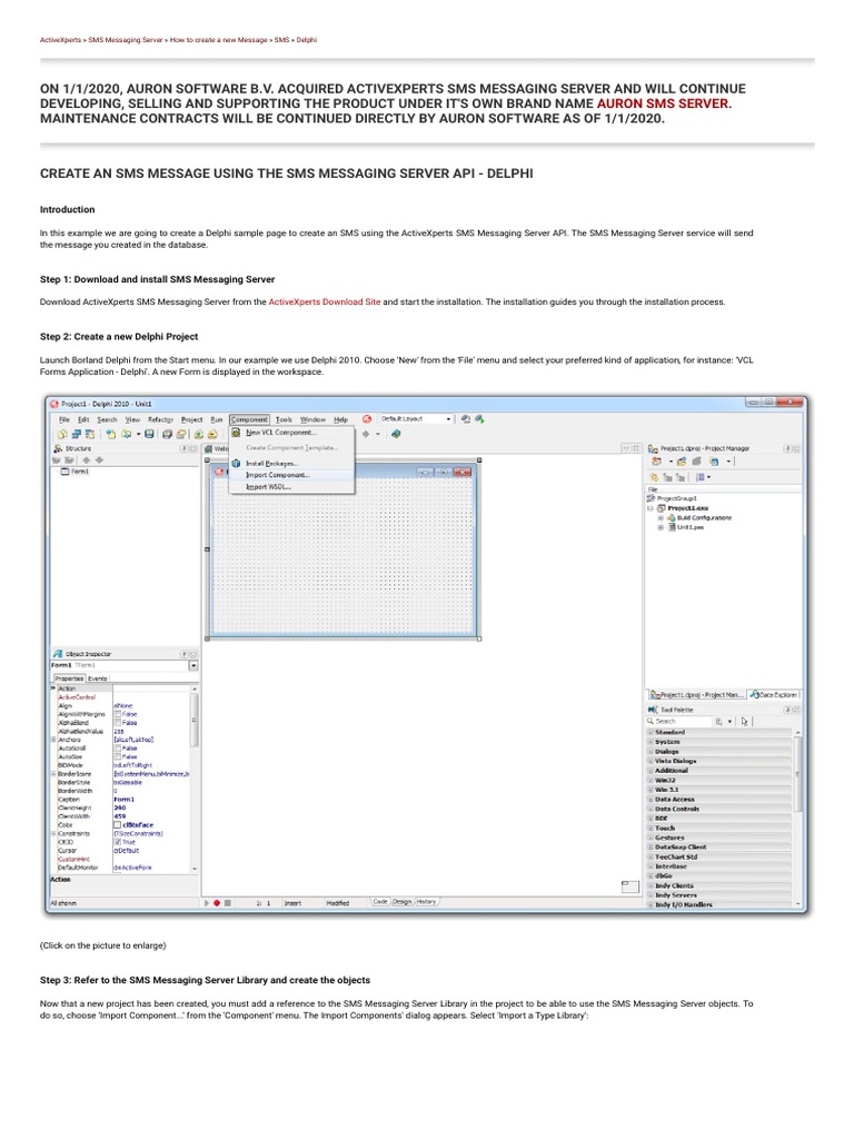 Send SMS Messages Using Delphi and SMS Messaging Server | PDF ...