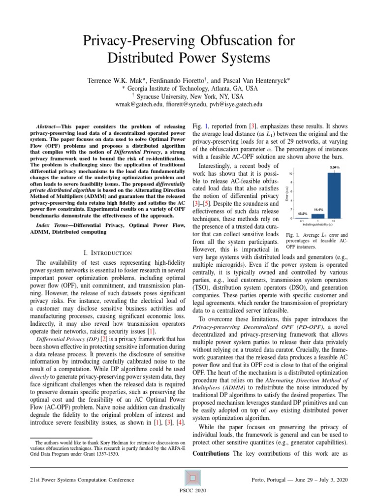 Privacy-Preserving Obfuscation For Distributed Power Systems | PDF | Mathematical Optimization ...