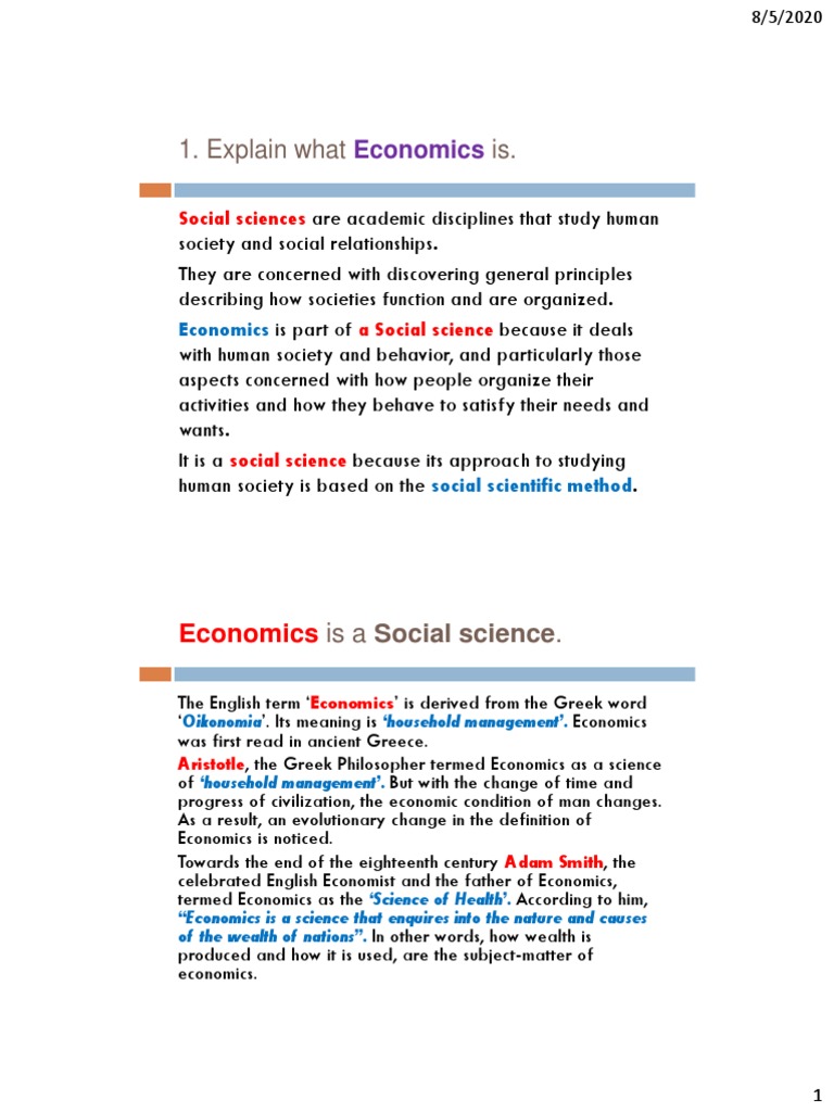 Economics A Level - Chapter 6 - Basic Economic Ideas and Resource ...