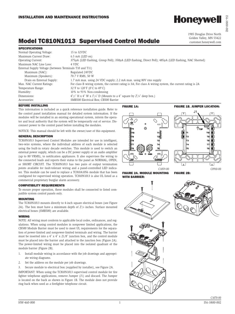 Model TC810N1013 Supervised Control Module: Installation and ...