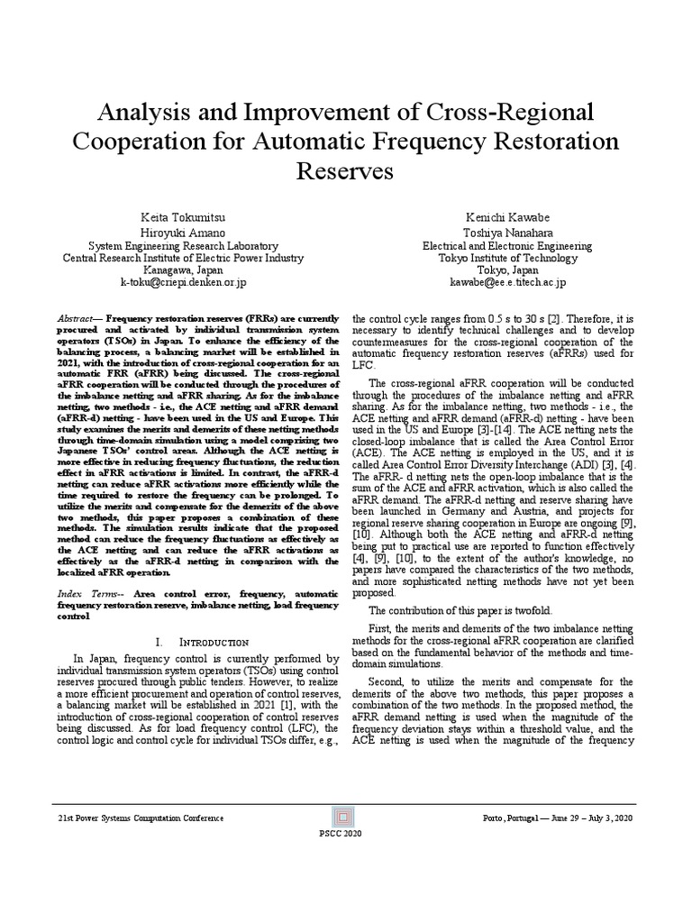 Analysis and Improvement of Cross-Regional Cooperation For Automatic ...