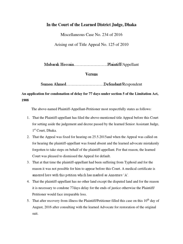 Condonation of Delay | PDF | Lawsuit | Virtue