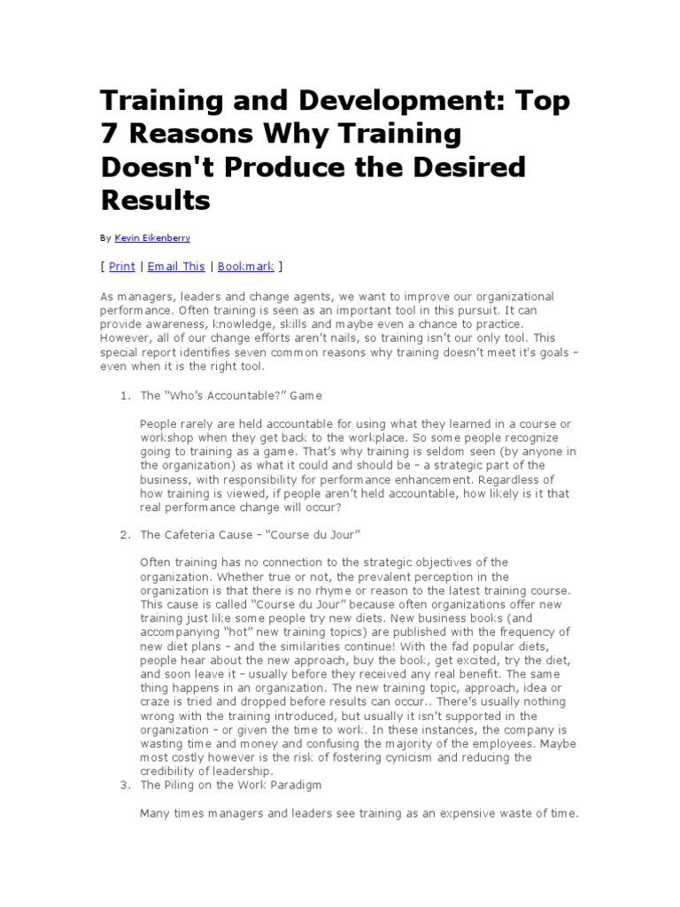 7 Training Pitfalls | PDF | Learning | Cognitive Science