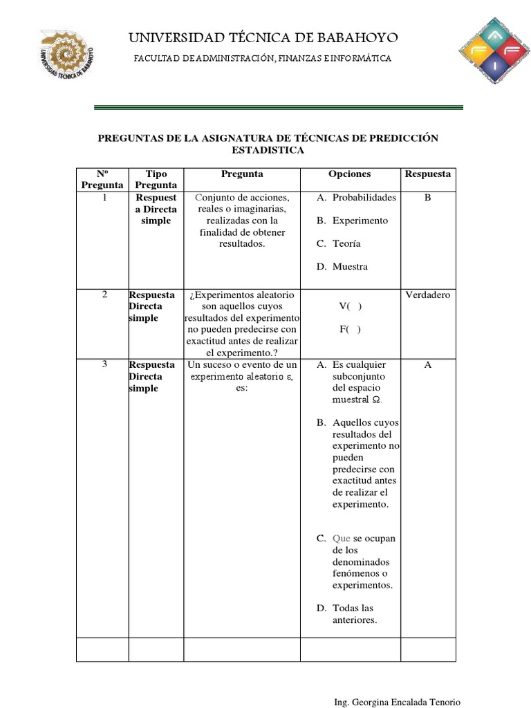 Preguntas Estadistica | PDF | Muestreo (Estadísticas) | Probabilidad