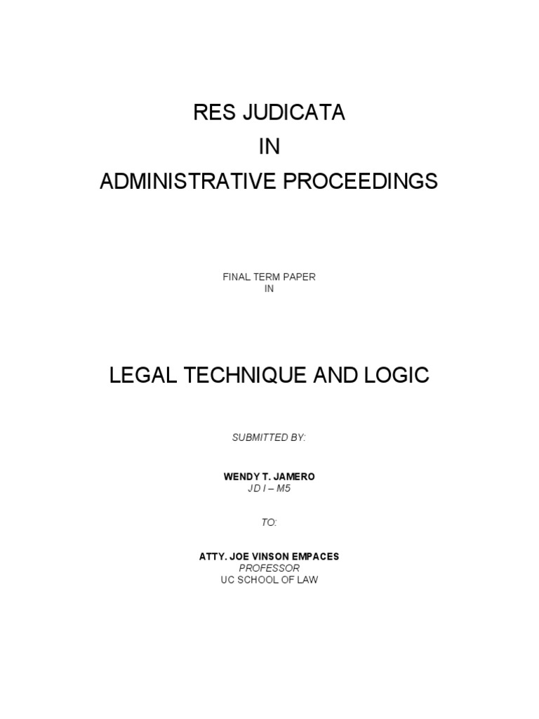 Legal Technique and Logic - Res Judicata | PDF | Res Judicata ...