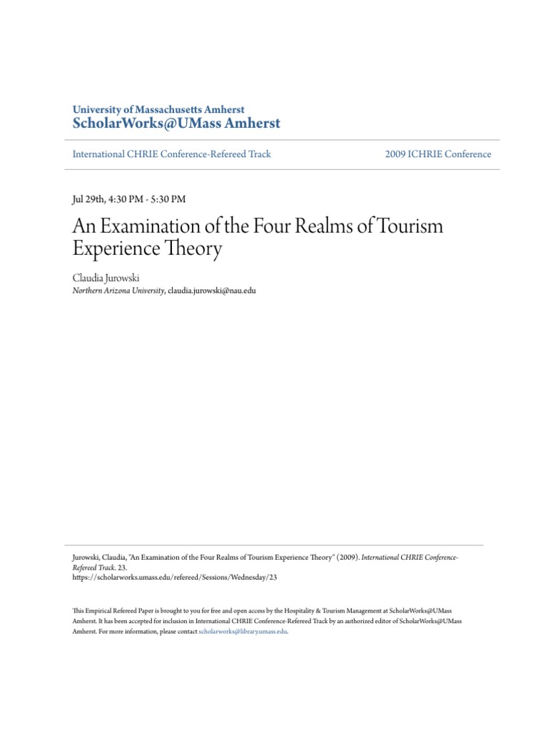 Tourism Experience Theory | PDF | Experience | Tourism