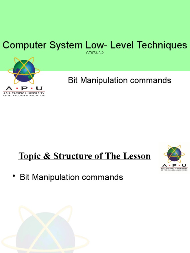 APU CSLLT 10 - Bit Manipulation Commands | PDF | Bit | Assembly Language