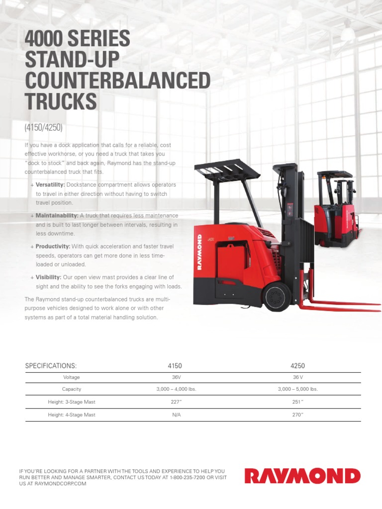 4000 SERIES Stand-Up Counterbalanced Trucks: Specifications: 4150 4250 ...