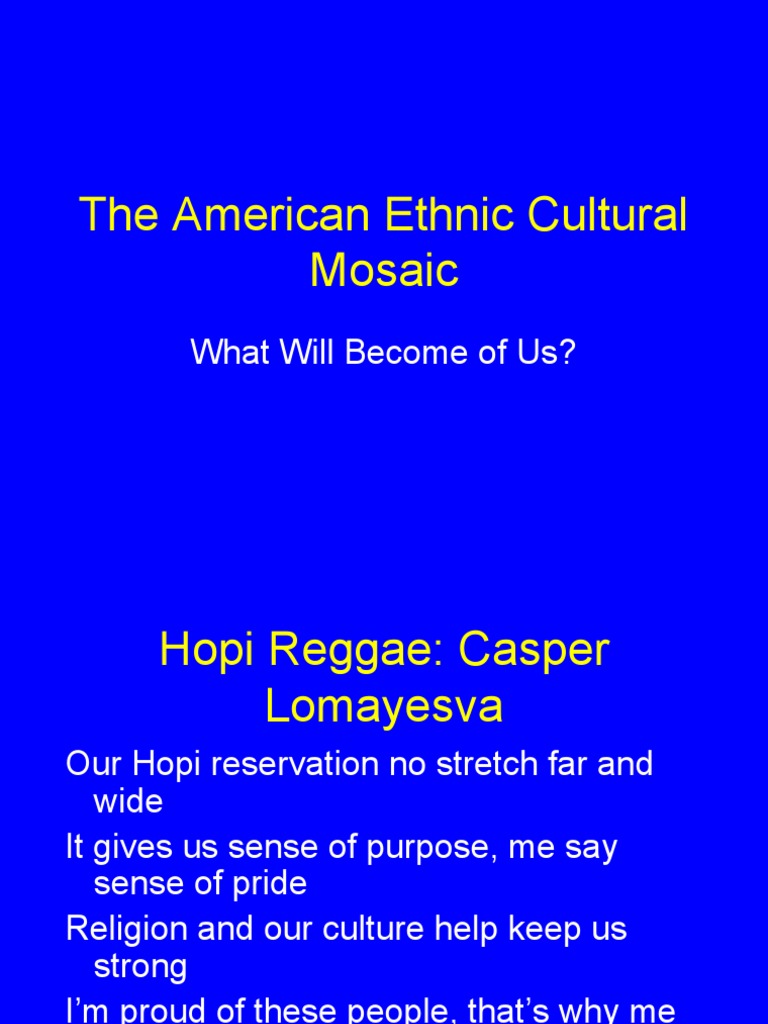 The American Ethnic Cultural Mosaic | PDF | Multiculturalism | Baptists
