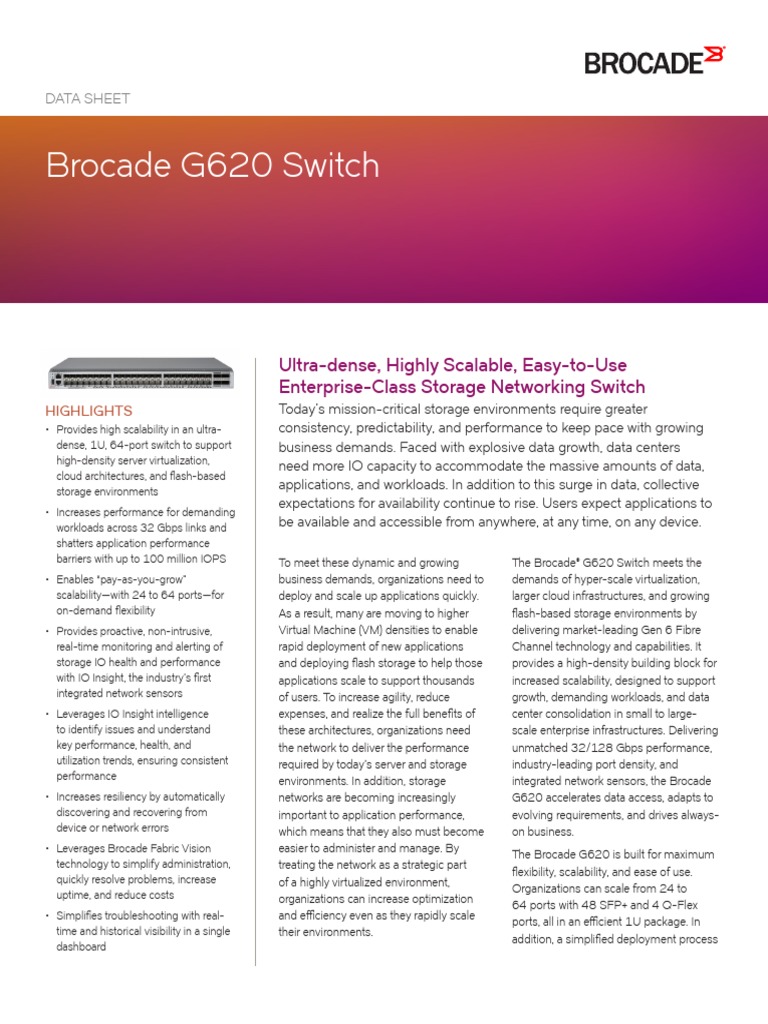 Brocade G620 Switch: Ultra-Dense, Highly Scalable, Easy-to-Use ...