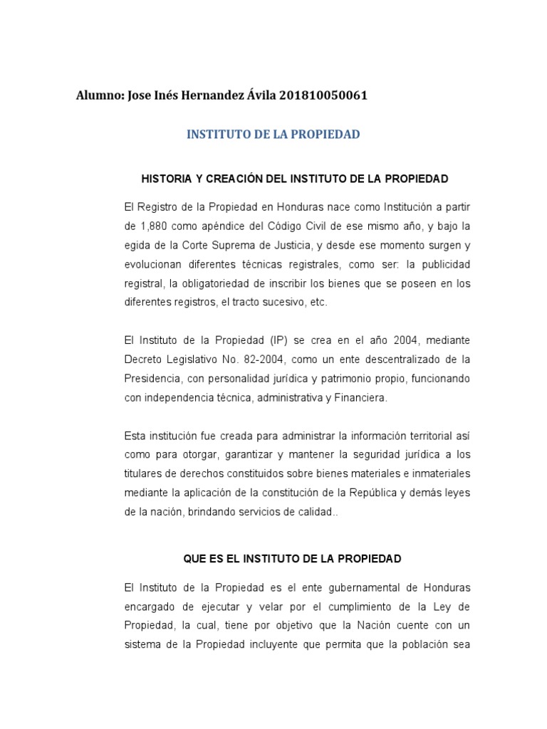 Instituto de La Propiedad | PDF | Propiedad | Honduras