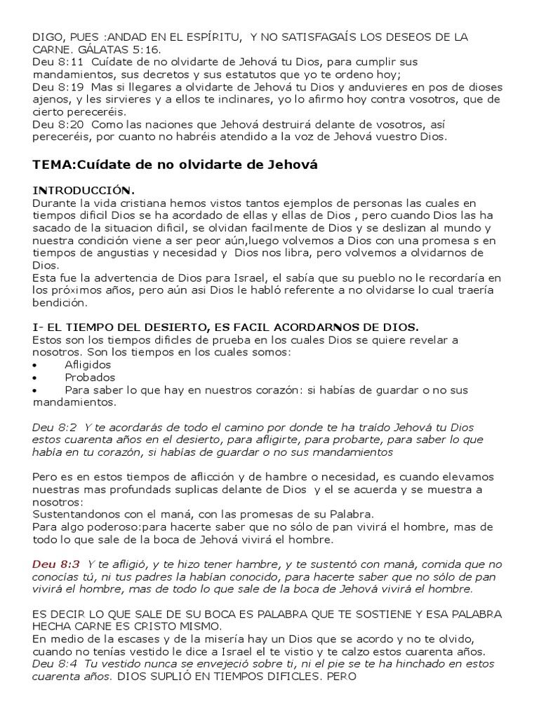 Cuidate de No Olvidarte de Jehováfinal | PDF | Dios | Concepciones de dios