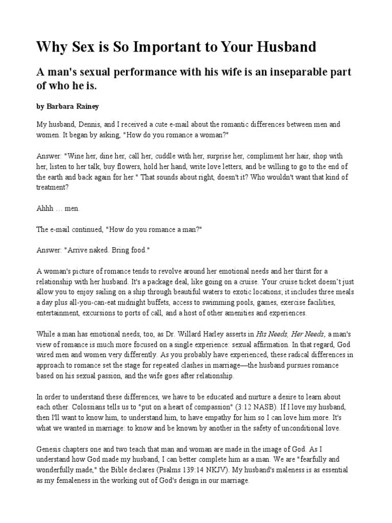 Why Sex Is So Important To Your Husband Pdf Romance Love