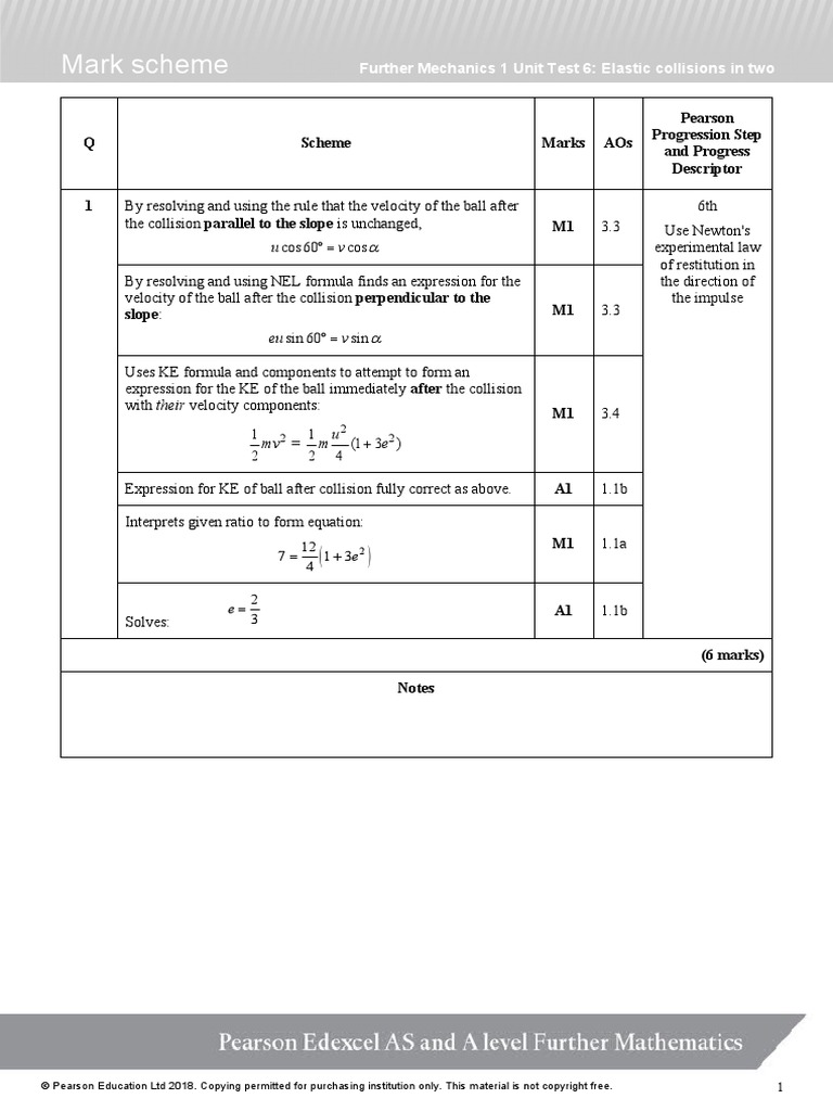 Further Mechanics 1 Unit Test 6 Elastic Collisions in Two Dimensions ...